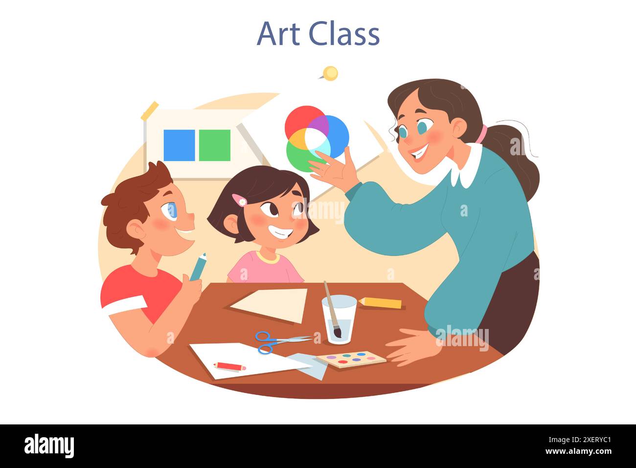 Children together in drawing class Stock Vector Images - Alamy