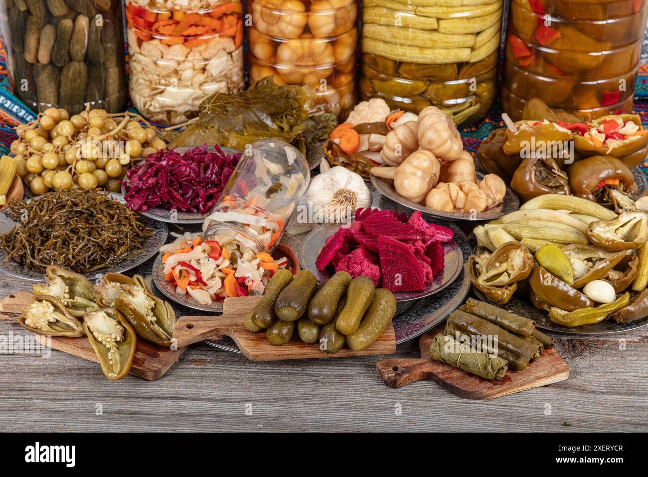 Homemade pickle exhibition. Pickle jar types. Different types of ...