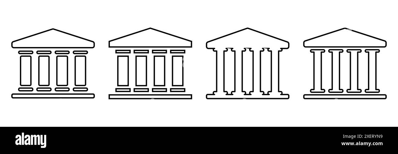 Bank line art icon set. Vector graphic illustration. Suitable for website design, logo, app ...