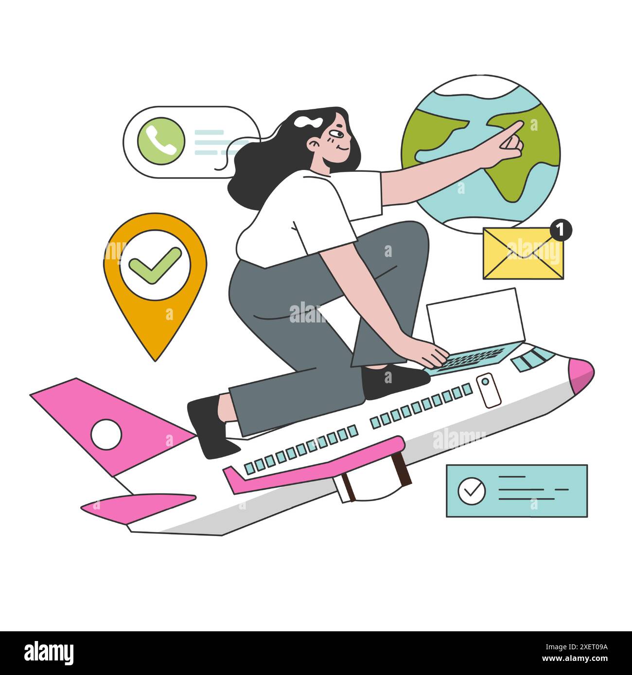 Workcation. Chatacter working away from the office. Digital nomad or ...