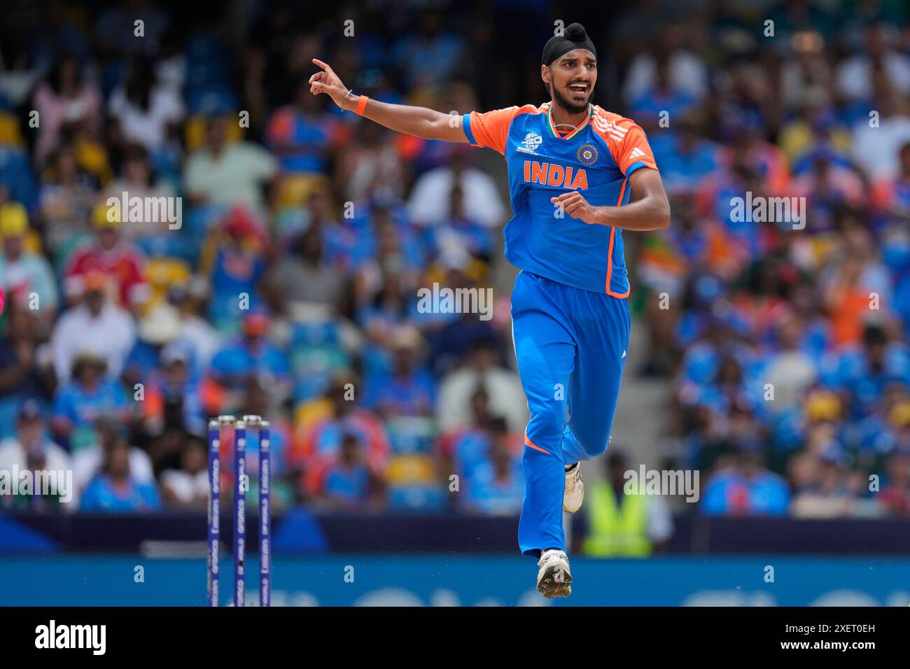 India's Arshdeep Singh celebrates the dismissal of South Africa's ...