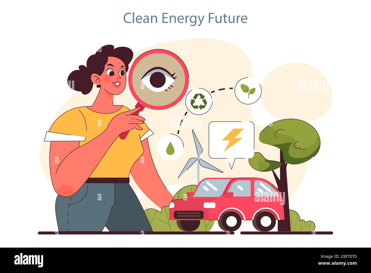 Clean enegy future. Environment protection and reduction of carbon footprint. Global strategy to ...