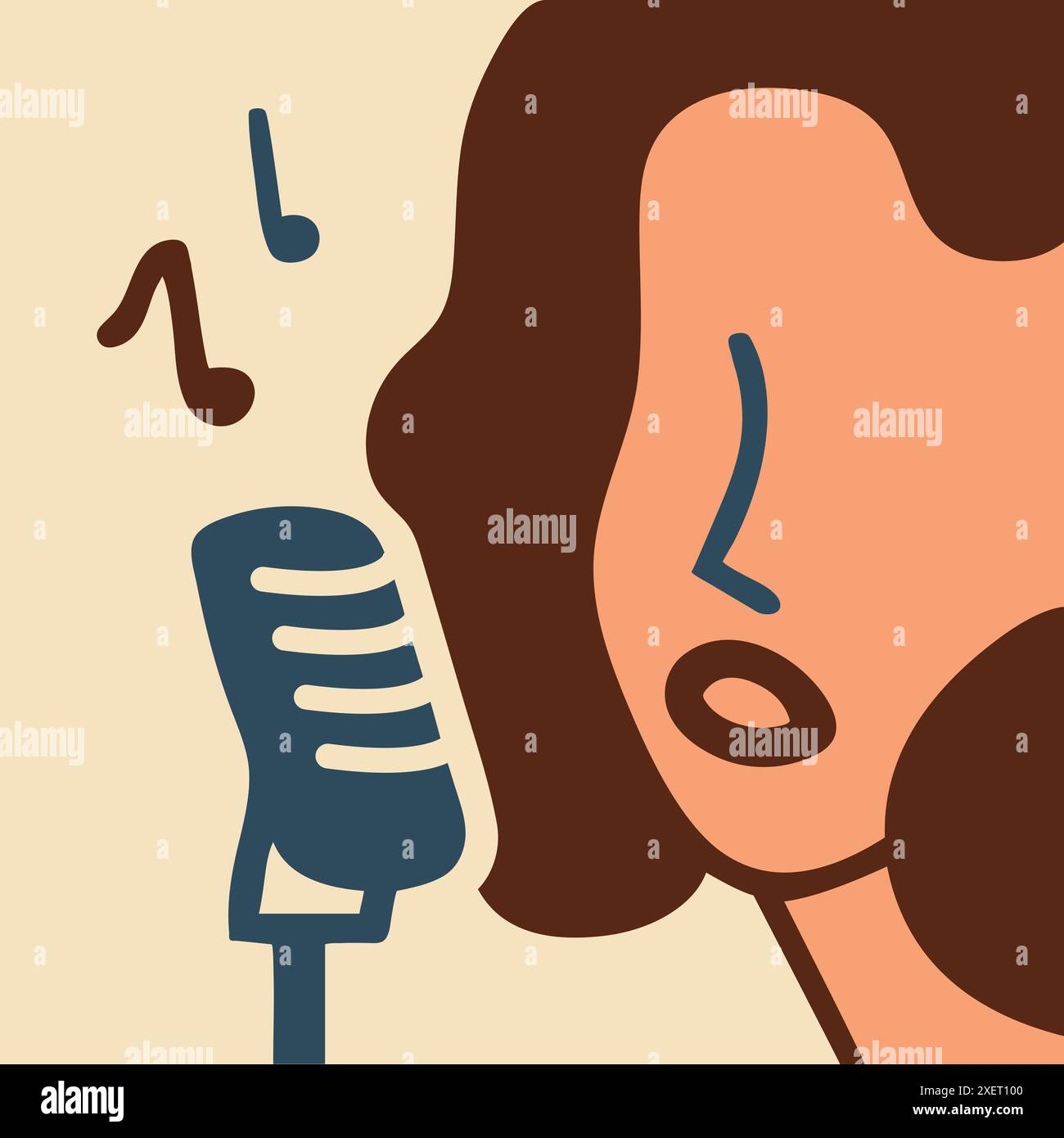 Girl singing a song with mic vector illustration Stock Vector Image ...