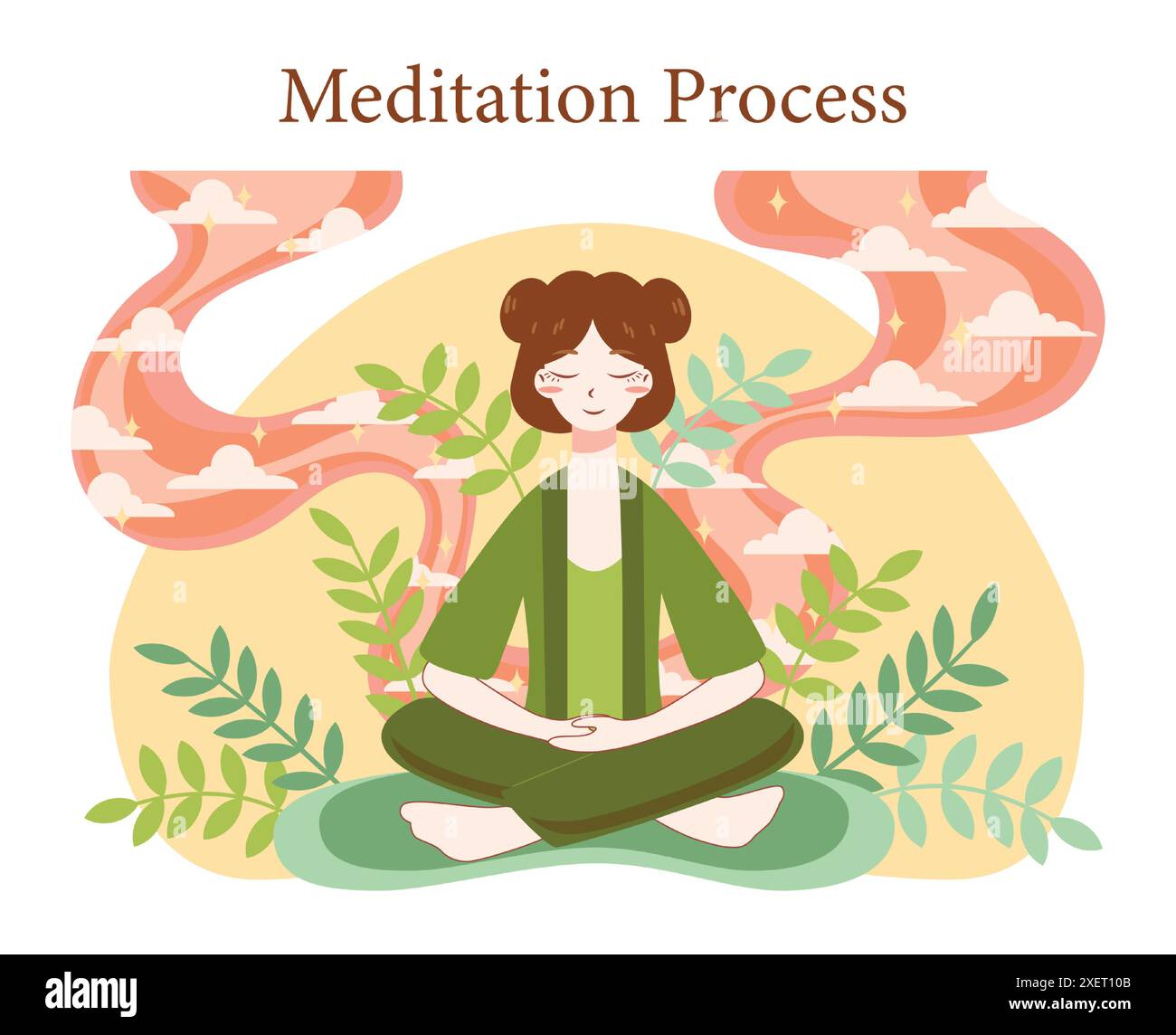 Oriental culture. Meditation practice. Asian woman in traditional ...