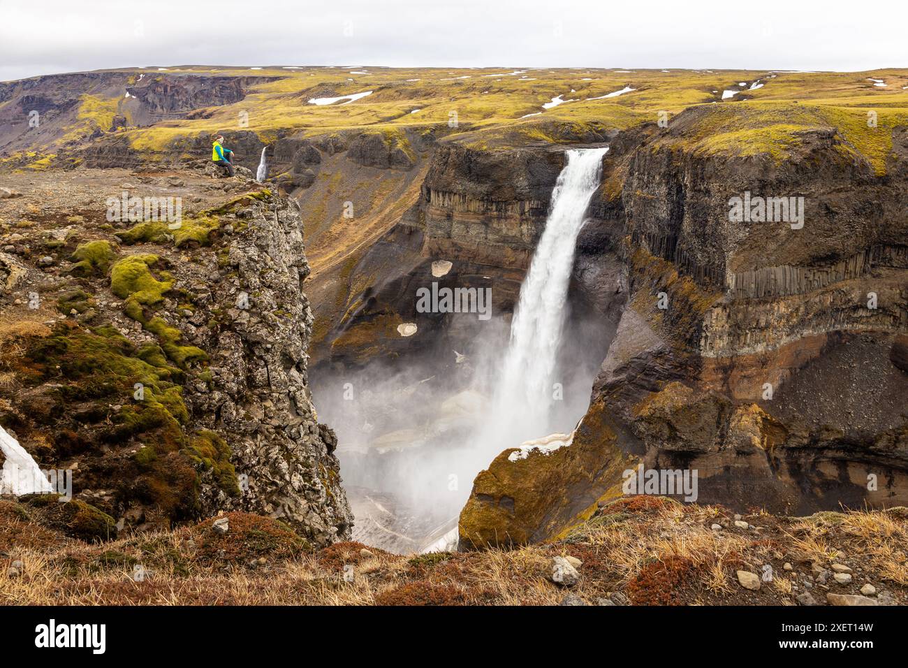 Haifoss waterfall in Fossardalur valley in Iceland, landscape view of ...