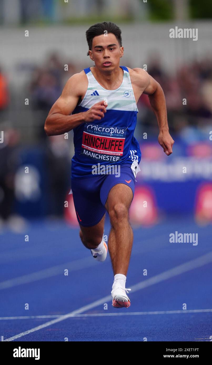Louie Hinchcliffe in action the Men's 100m semi final 1 during day one ...
