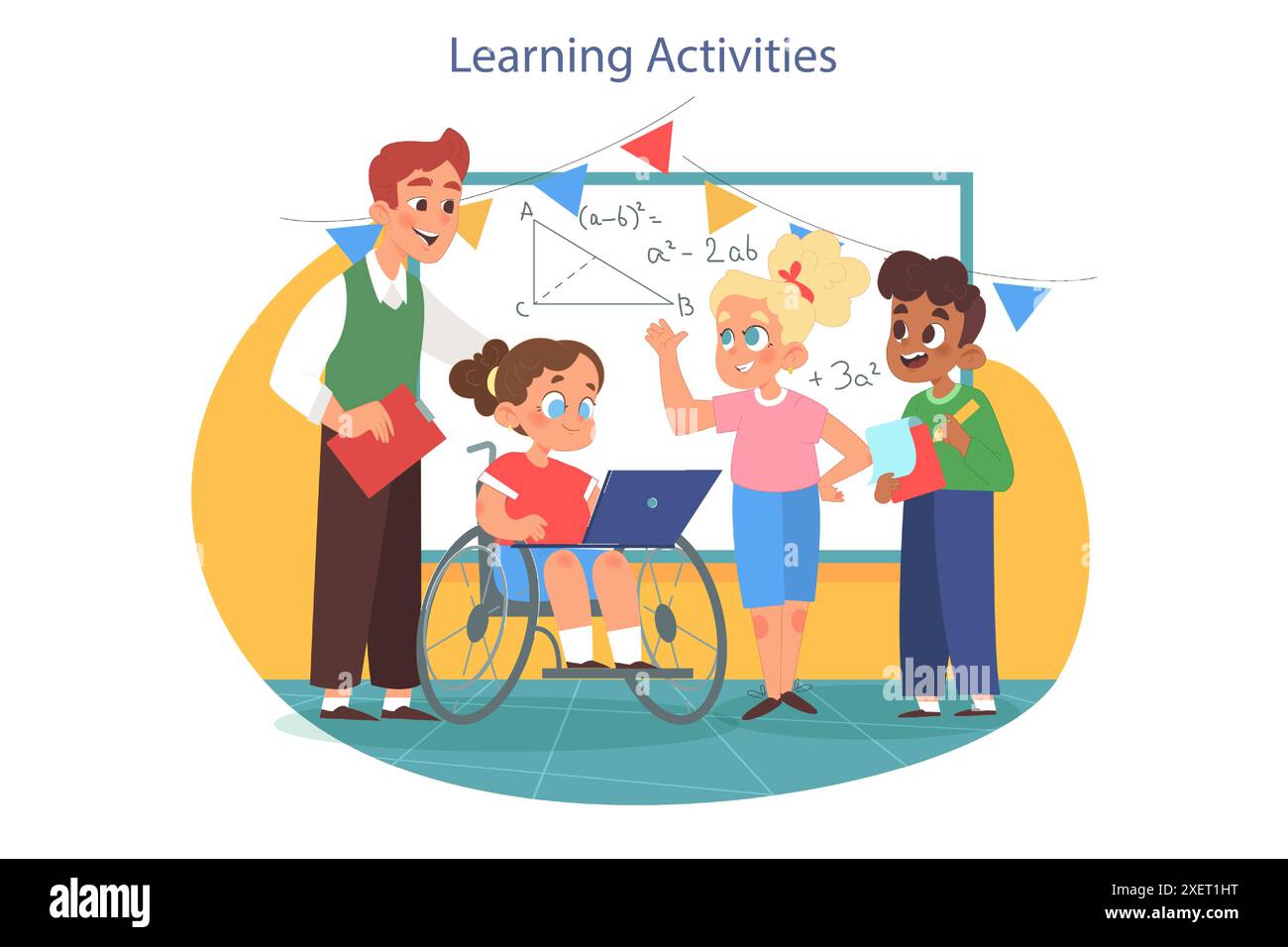 School. Elementary school classes. Happy girls and boys making art and ...