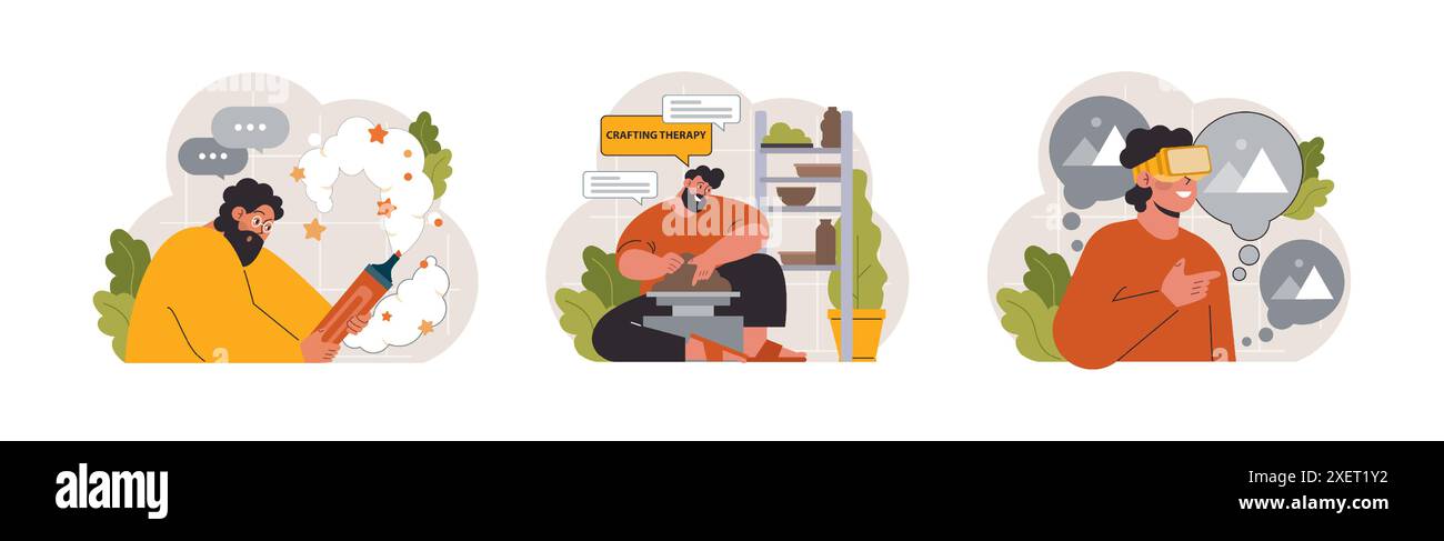 Art therapy set. Character developing a creativity. Self-expression ...