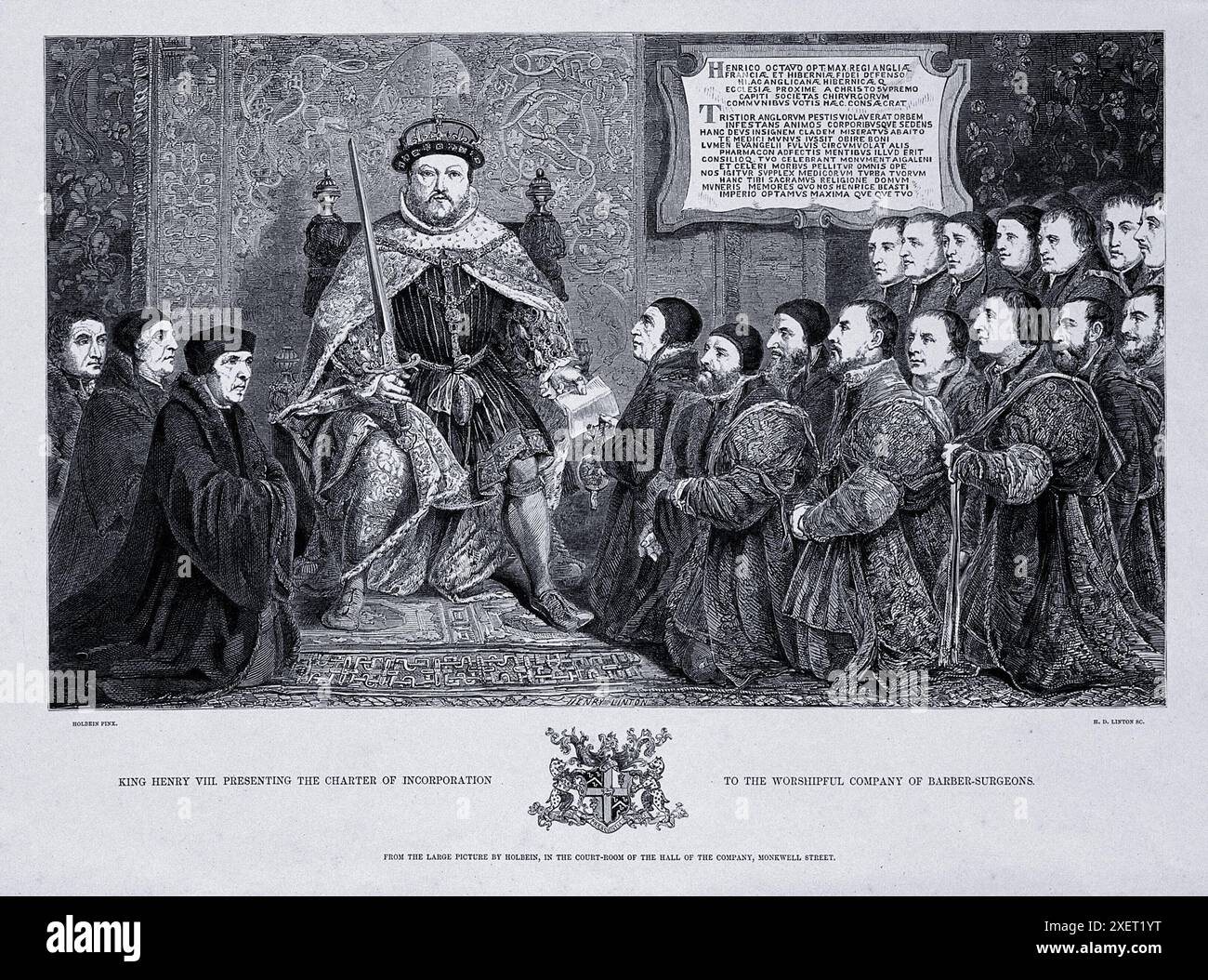 A wood engraving by H.D. Linton after H. Holbein depicting King Henry ...
