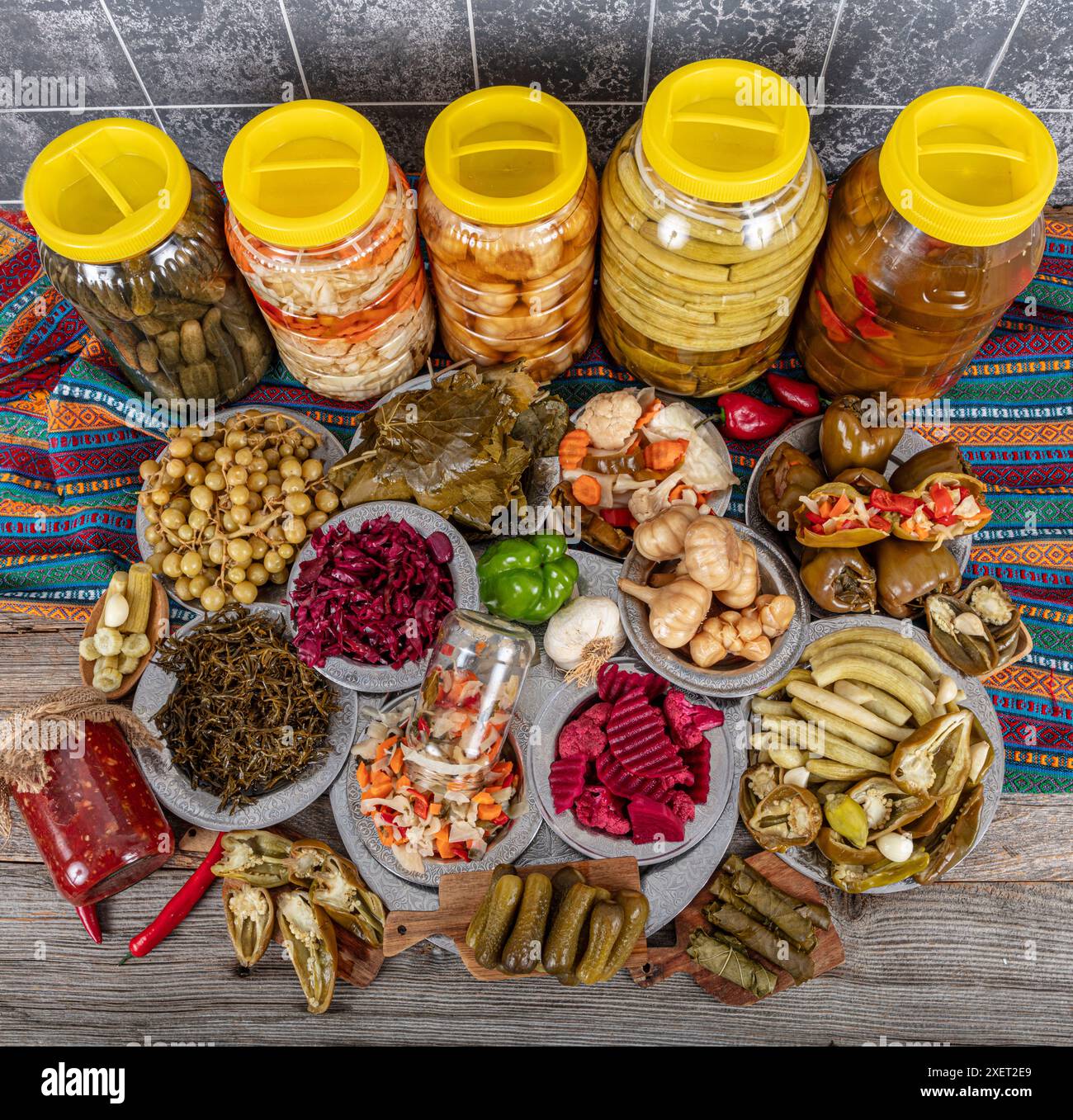 Homemade pickle exhibition. Pickle jar types. Different types of ...