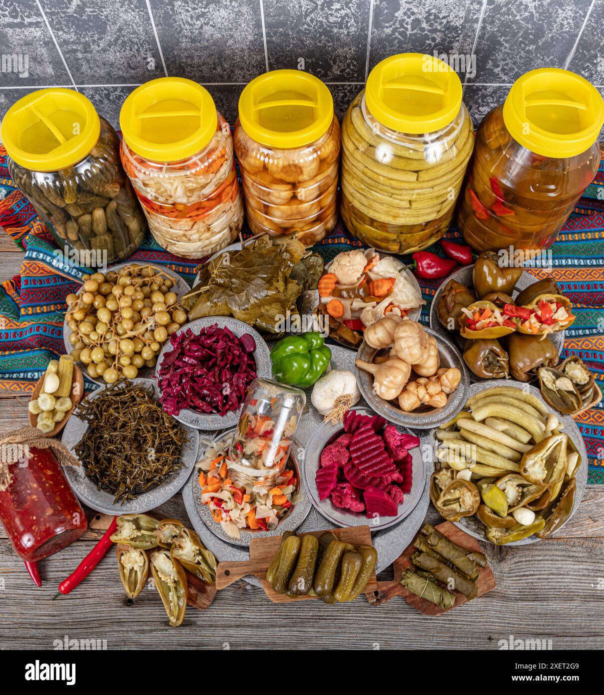 Homemade pickle exhibition. Pickle jar types. Different types of ...