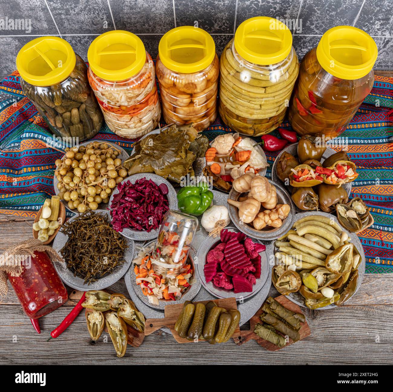 Homemade pickle exhibition. Pickle jar types. Different types of ...