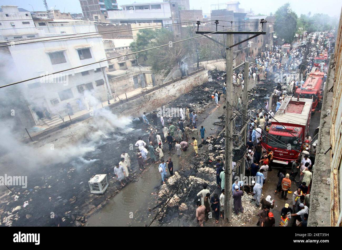 PESHAWAR, PAKISTAN, JUN 29: View of site after fire broke out incident ...