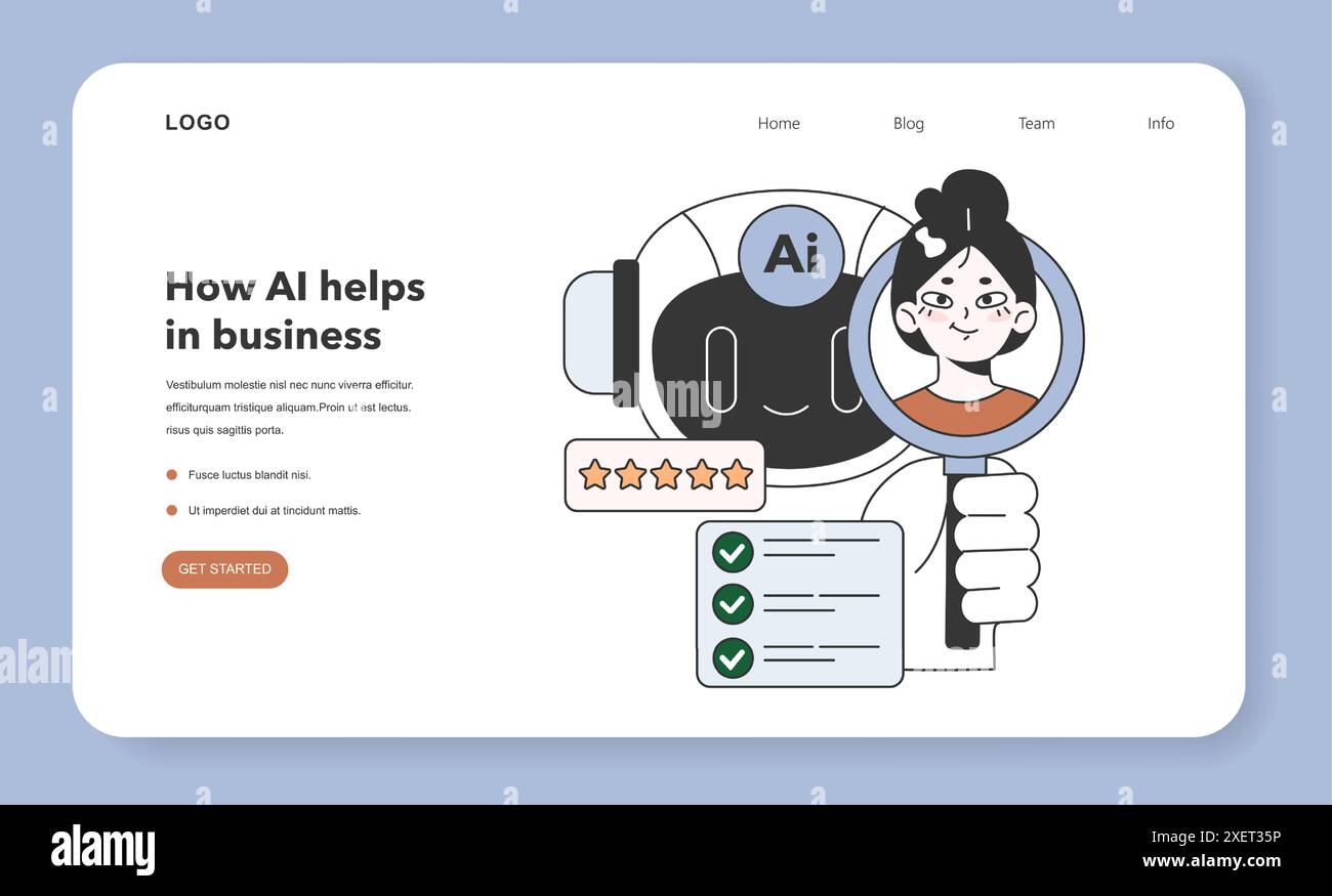 Help of Artificial intelligence for business web banner or landing page. AI-powered production ...