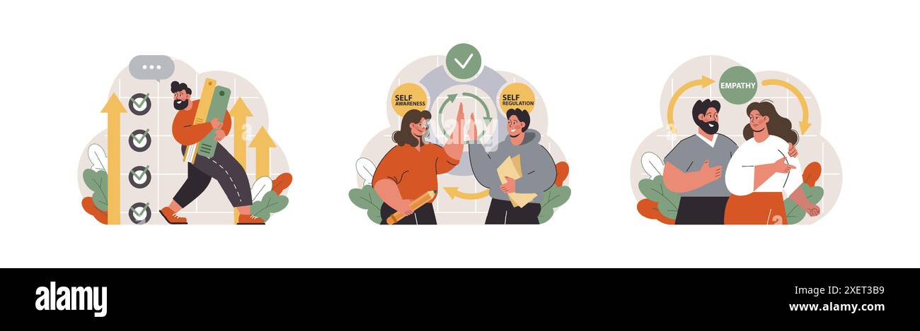 Emotional intelligence set. Emotion balance and control skill. EQ ...