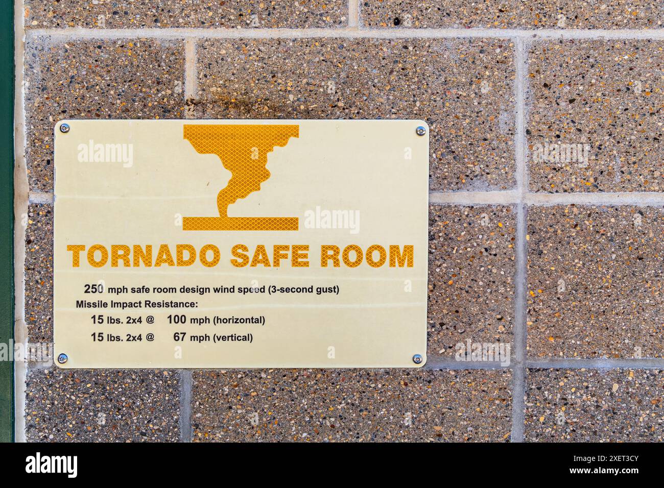 A Tornado Safe Room Sign in the state of South Dakota in the midwest ...