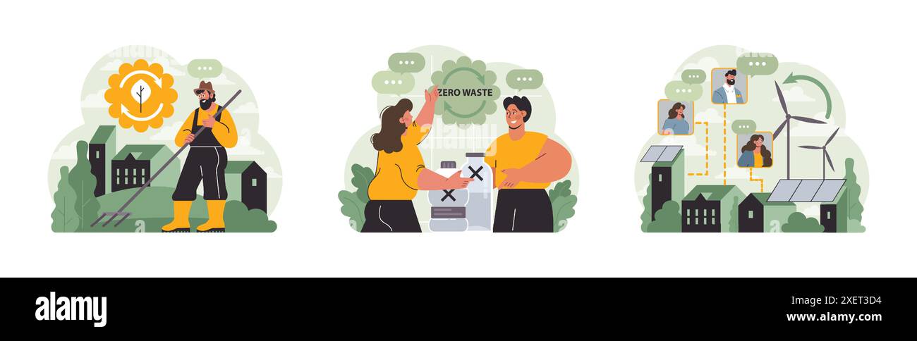 Sustainability set. Environmental protection, climate and nature ...