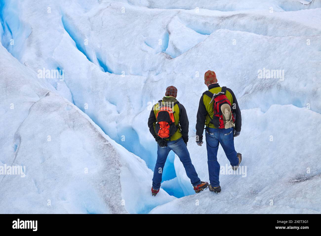 Mini trekking. Walk on the glacier with crampons. Perito Moreno glacier ...