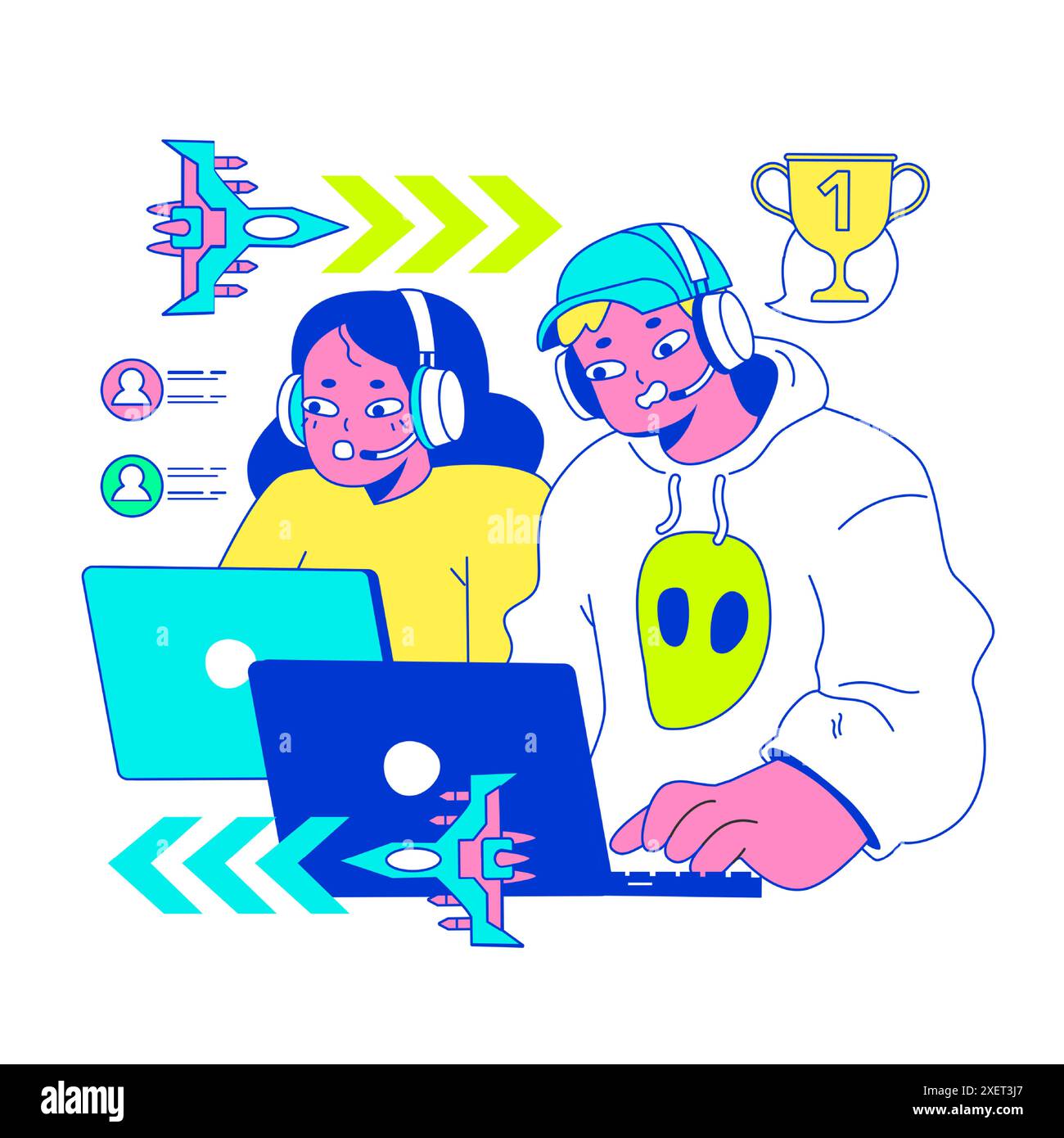 E-sports player. Character playing video games, fighting over the ...