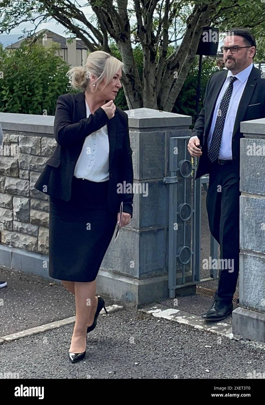 Northern Ireland First Minister Michelle O’Neill leaves the church ...