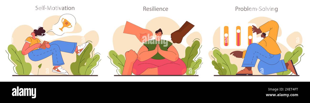 Character adaptability and flexibility set. Quick respond to changes ...