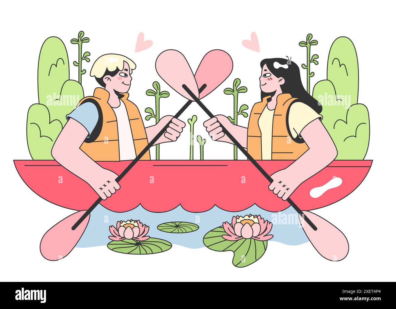 Cute romantic couple. Young female and character on a date sitting in a ...