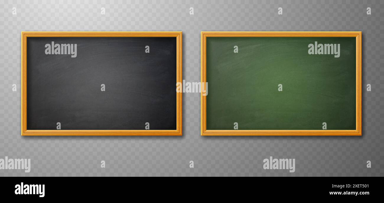Collection of two realistic school boards with wooden frame. Vector ...