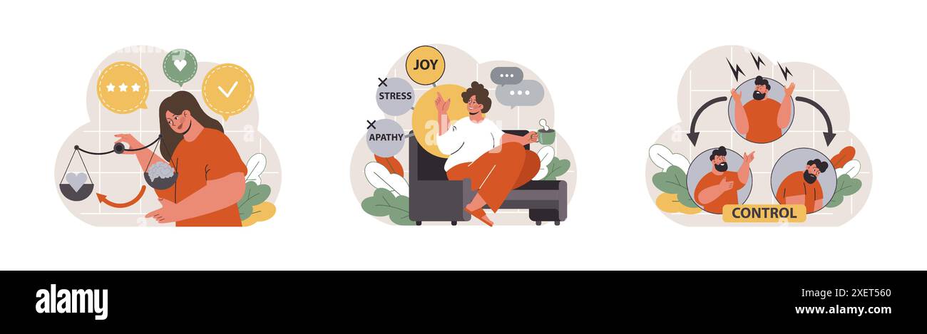 Emotional intelligence set. Emotion balance and control skill. EQ ...