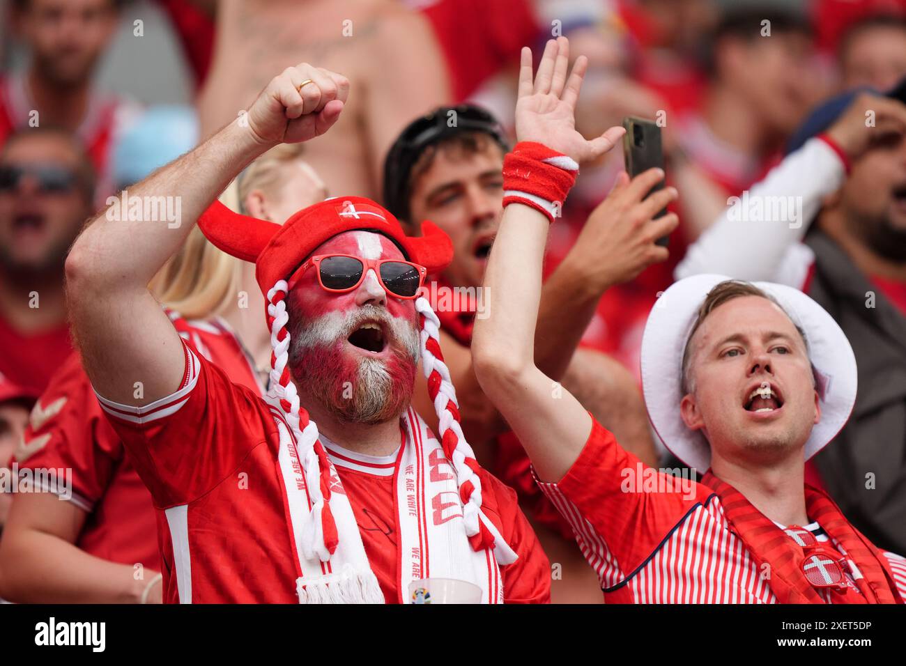 Denmark fans in the stands ahead of the UEFA Euro 2024 round of 16 ...