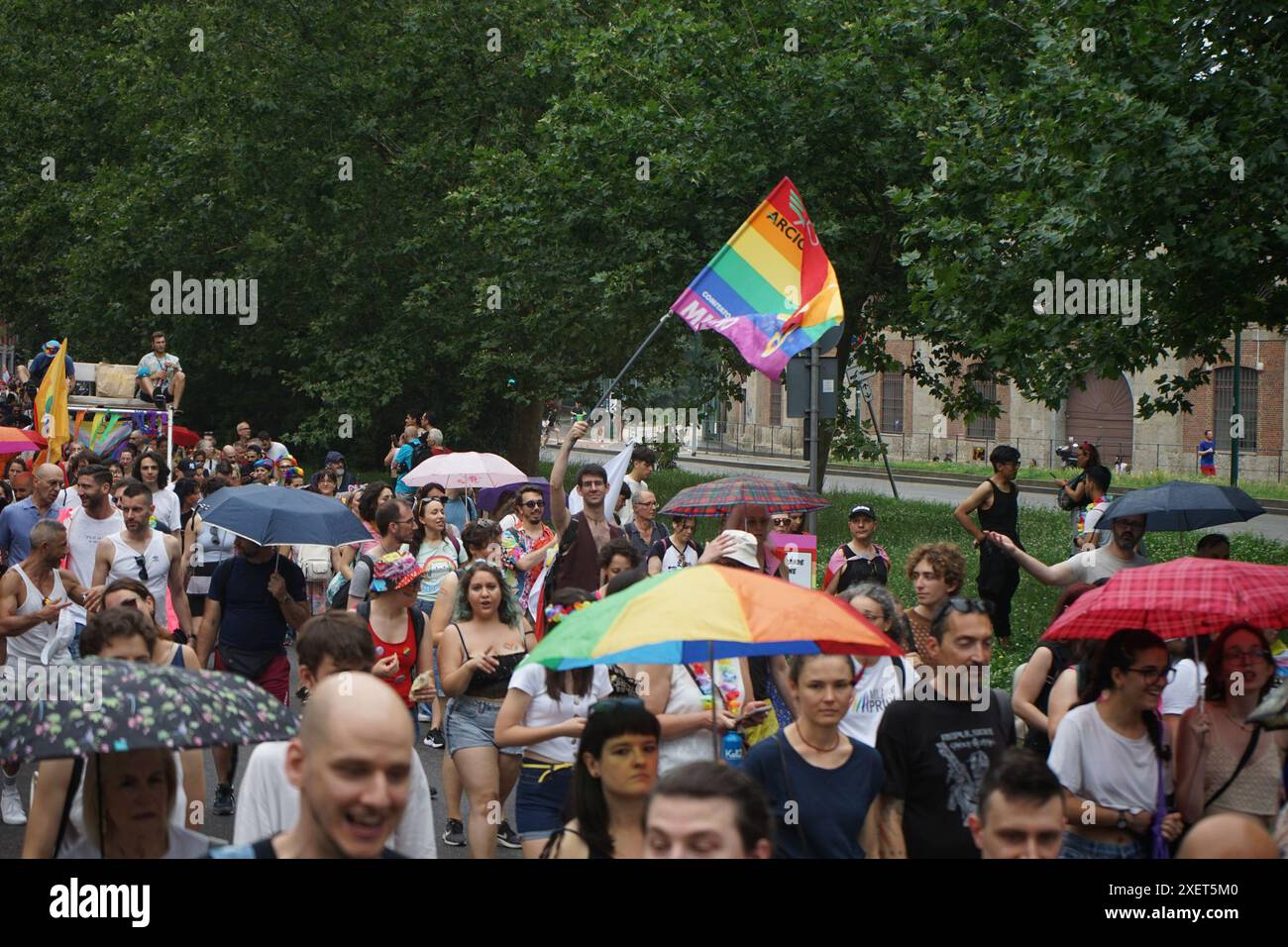 MILAN - Milan gay pride procession, LGBT rainbow procession from Piazza ...