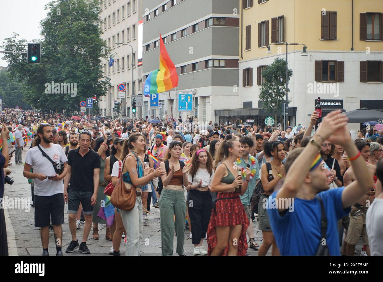 MILAN - Milan gay pride procession, LGBT rainbow procession from Piazza ...