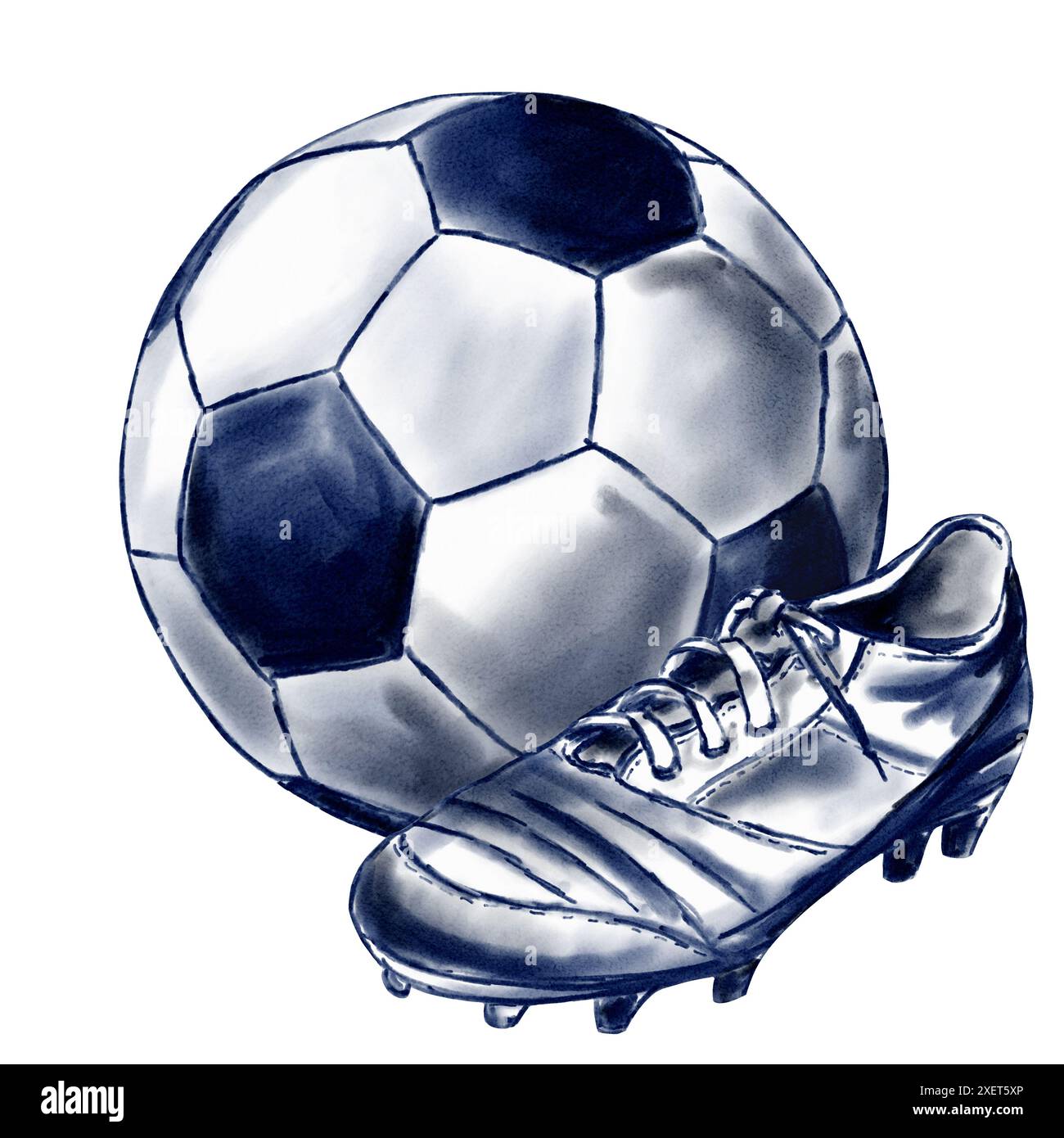 Soccer ball and children's shoes. Football boot next to the ball ...