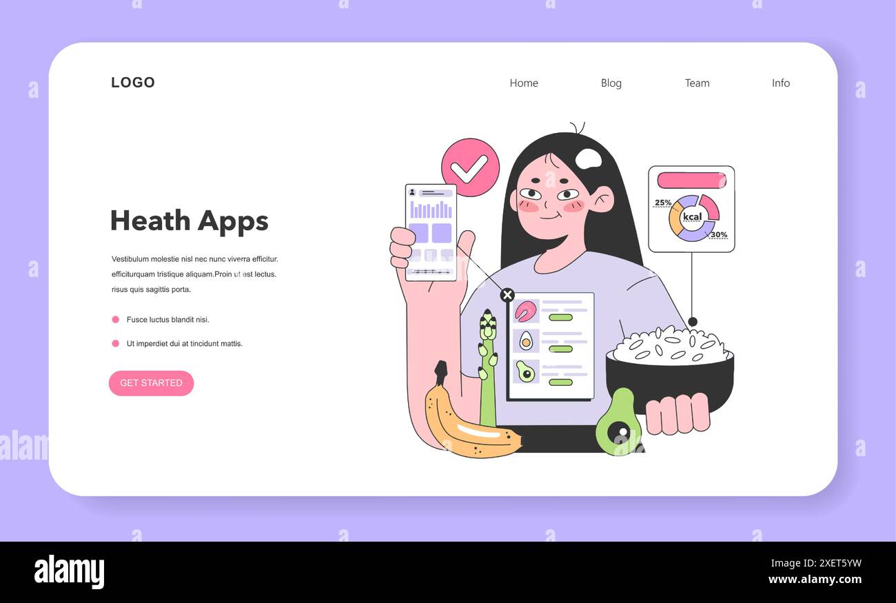 Healthy diet and calorie tracker application web banner or landing page ...