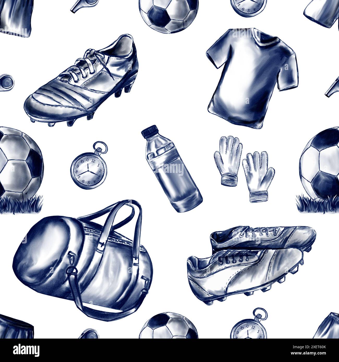 Pattern of large football elements. Sports uniform, set of football ...