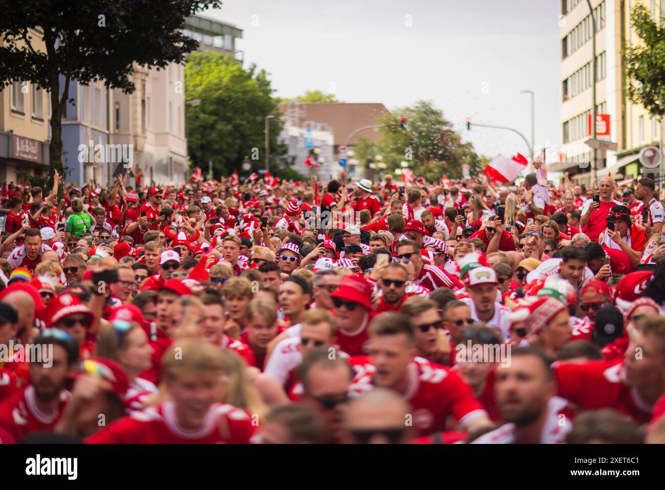 Dortmund, Germany. 29th Jun 2024. Danish fans mash from Westpark to the ...