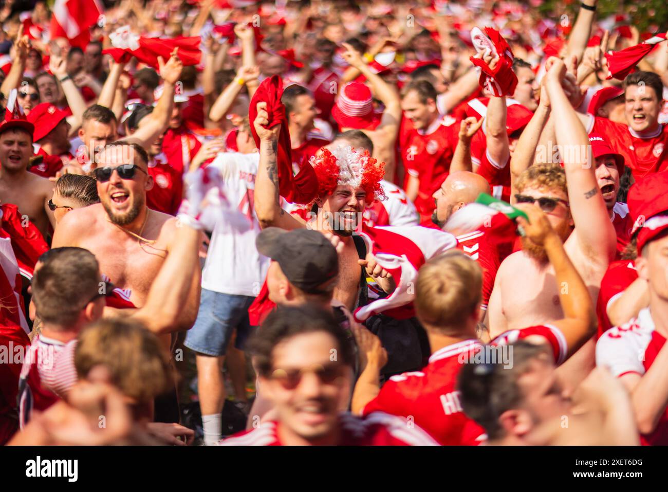 Dortmund, Germany. 29th Jun 2024. Danish fans mash from Westpark to the ...
