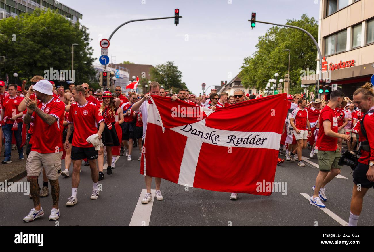 Dortmund, Germany. 29th Jun 2024. Danish fans mash from Westpark to the ...