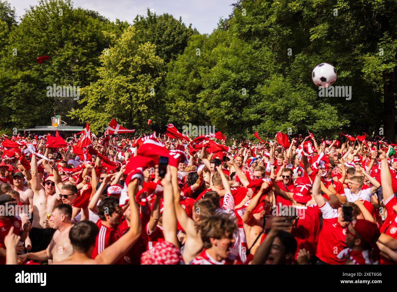Dortmund, Germany. 29th Jun 2024. Danish fans mash from Westpark to the ...