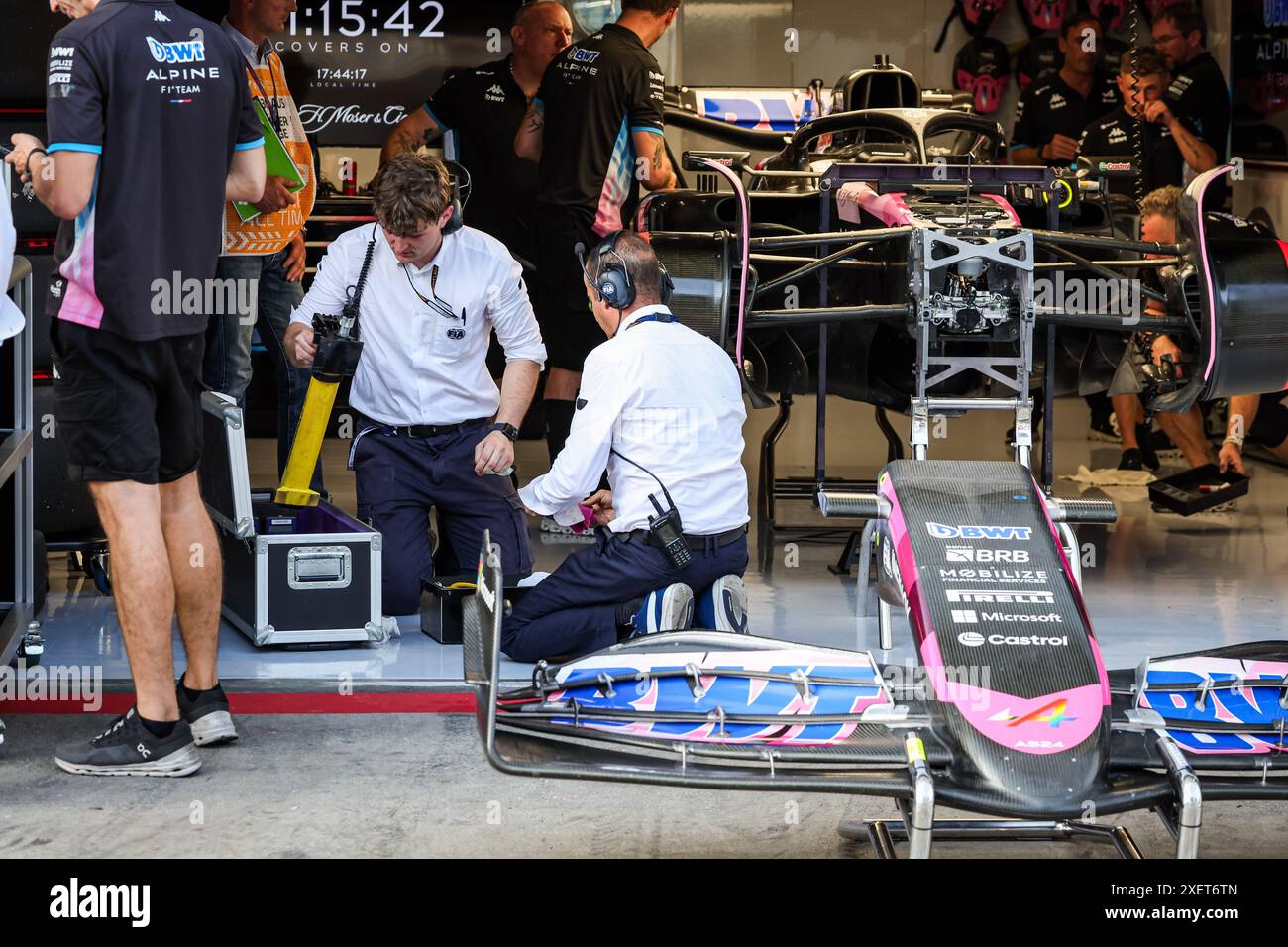 FIA scrutineers in Alpine F1 Team garage, box, during the Formula 1 ...