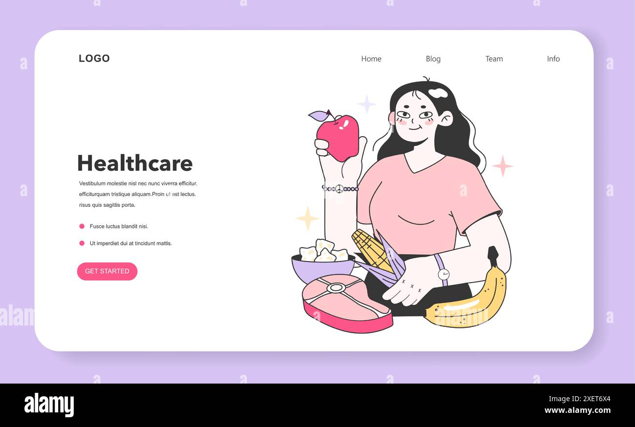 Personalized nutrition web banner or landing page. Mindful and healthy ...