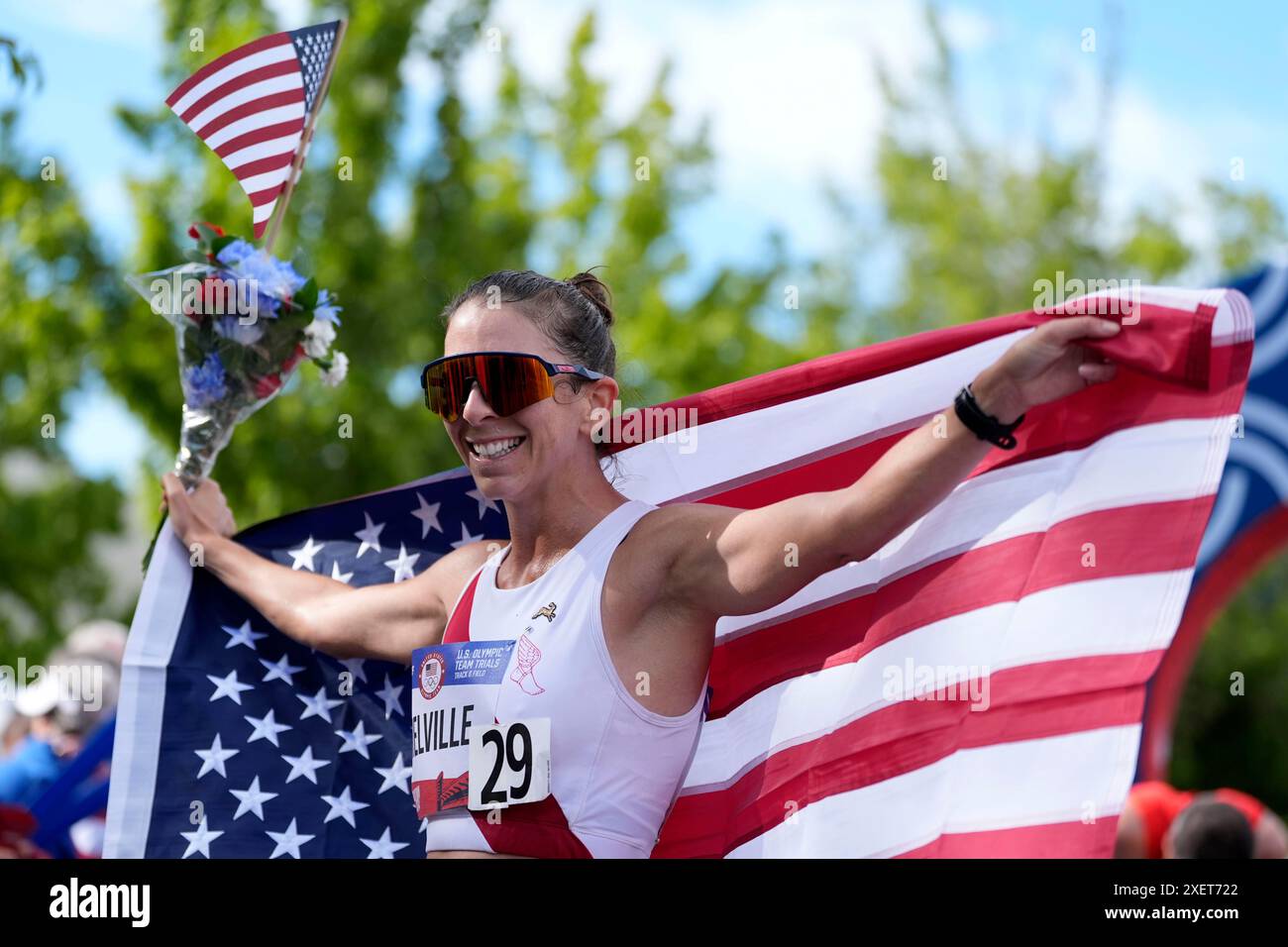 Miranda Melville celebrates after finishing in second place in the ...
