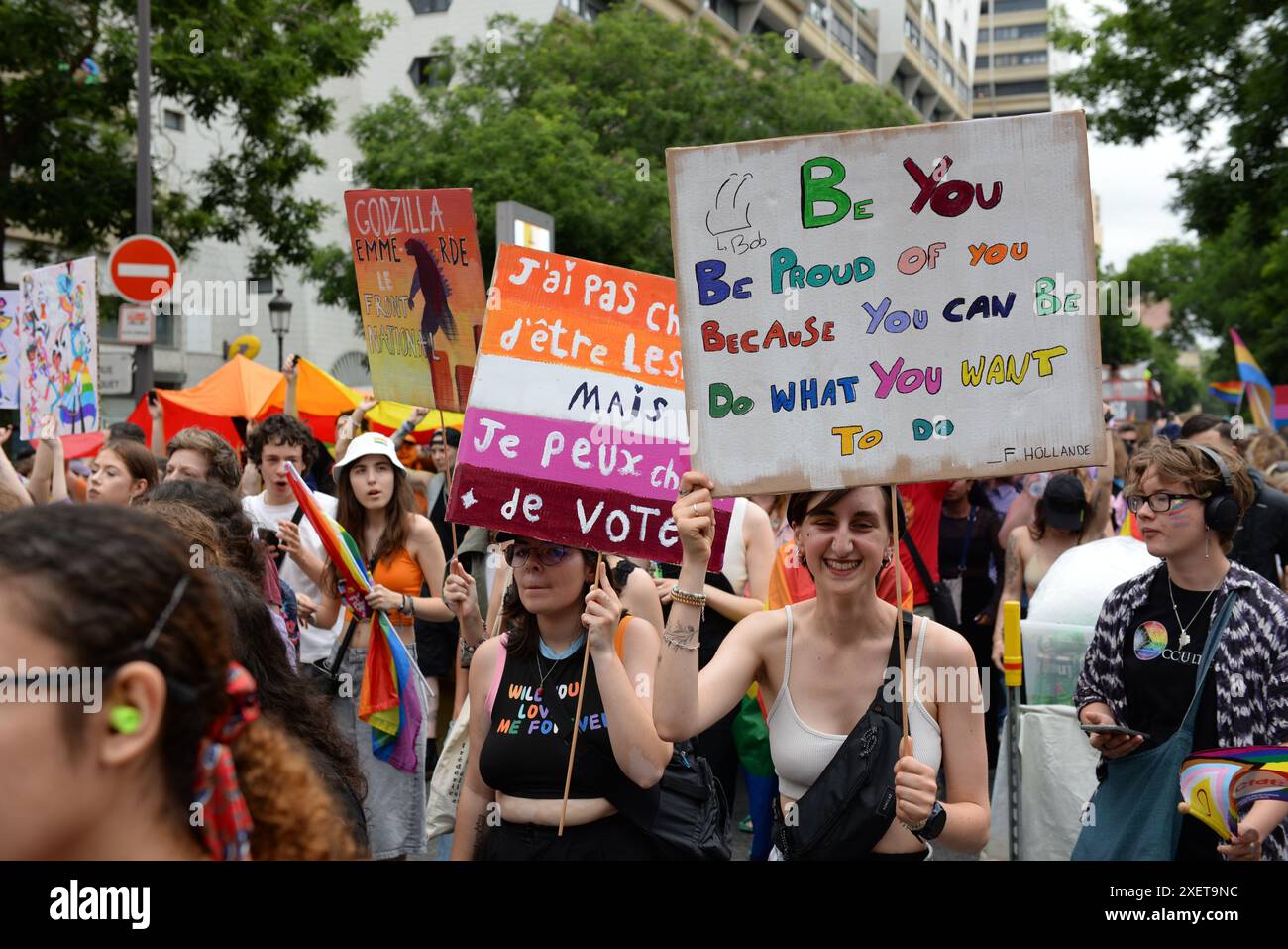 Gay pride march placard hi-res stock photography and images - Alamy