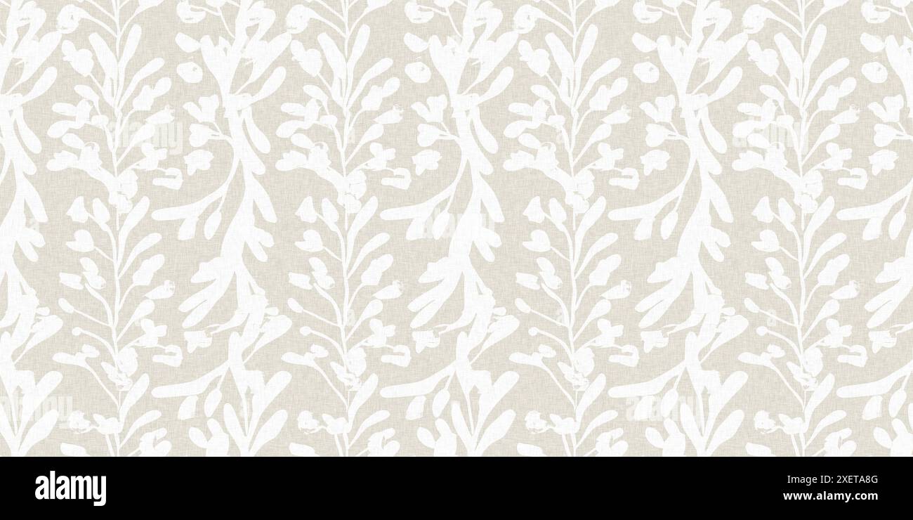 Seamless french gender neutral floral linen printed fabric border ...