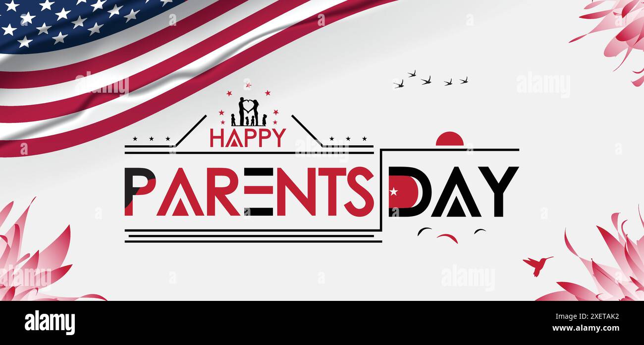Patriotic Parents Day Celebrate with an American Flag Backdrop Stock ...