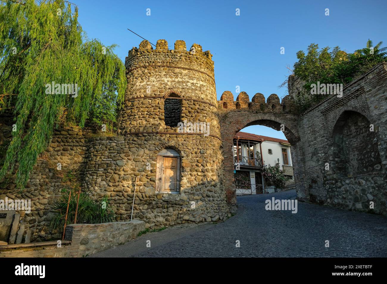 Sighnaghi, Georgia - June 26, 2024: One of the towers that form the ...