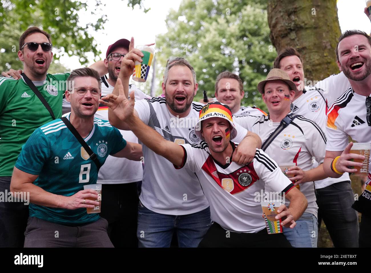 Germany fans pose for a photo outside the BVB Stadion Dortmund in ...