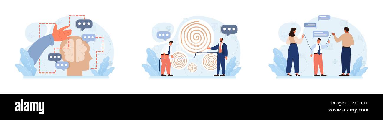 Manipulation set. Psychological control method. Domination exploitation ...