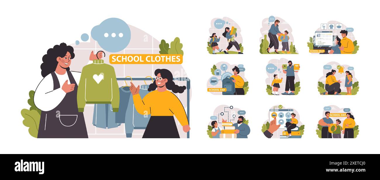 Children parents school uniform Stock Vector Images - Alamy