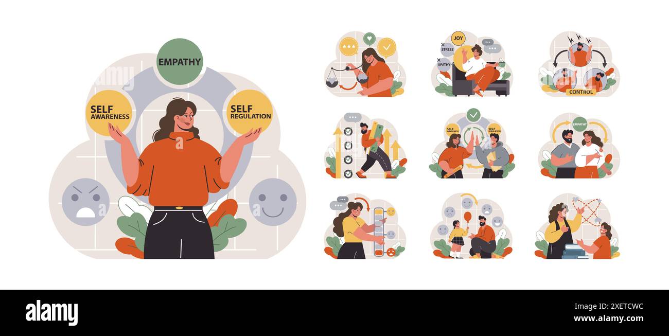 Emotional intelligence set. Emotion balance and control skill. EQ ...