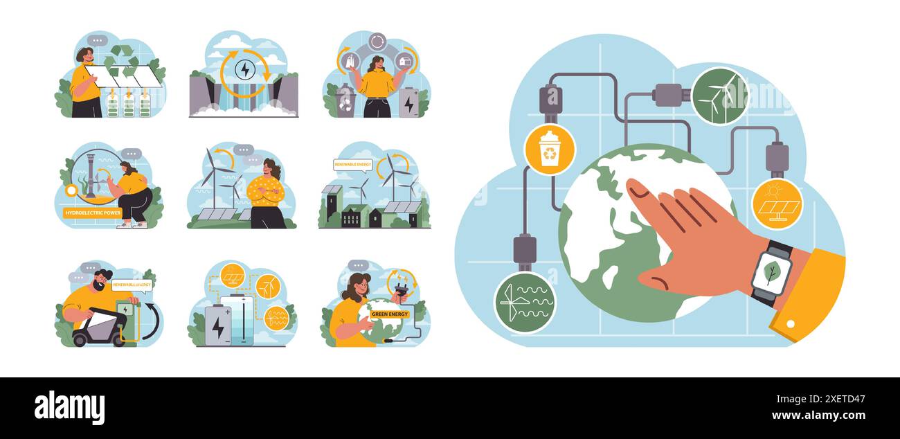 Renewable power set. Sustainable electricity consumption. Energy ...